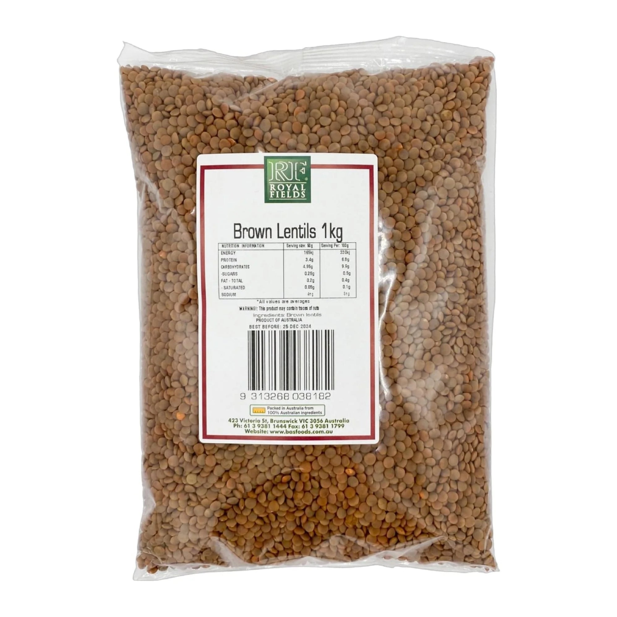 Royal Fields Lentils Brown Australian 1kg — Basfoods