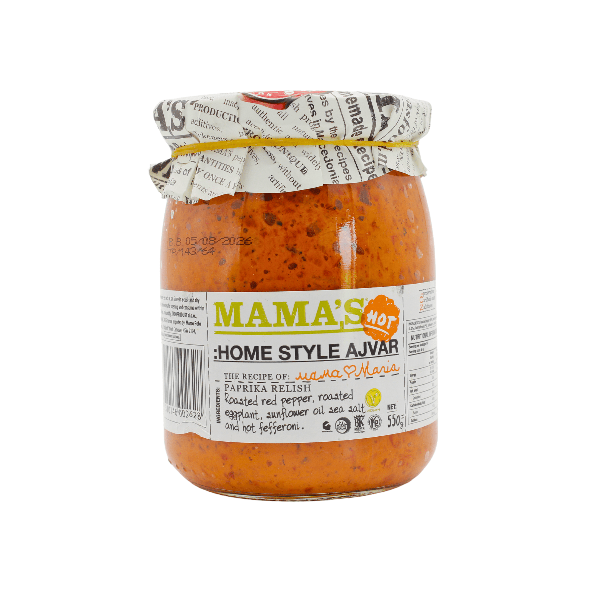 Mama's Ajvar Hot 550g — Basfoods