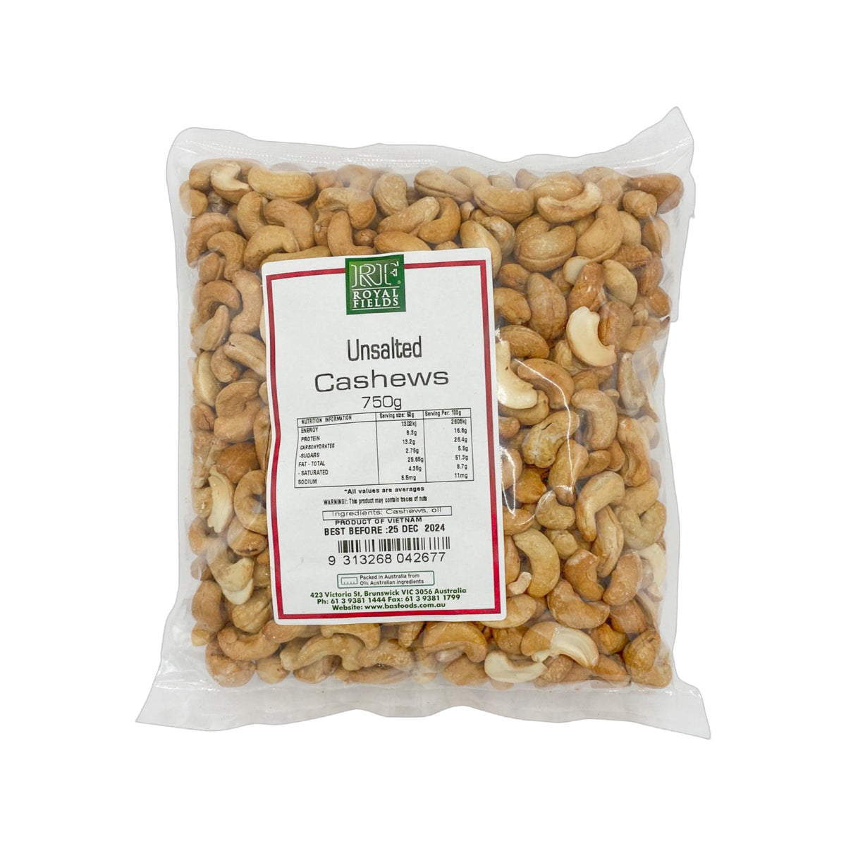 Royal Fields Cashews Unsalted — Basfoods
